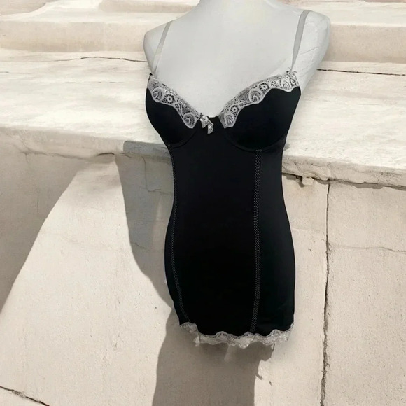 Intimates & Sleepwear | Y2k Goth Black Lace Trim Womens Intimate Half ...